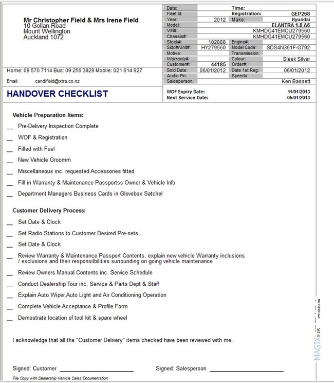 V12 4 47 Handover Checklist V12 4 47 Handover Checklist